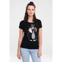 logoshirt Damen T-Shirt "Der kleine Maulwurf", schwarz, Gr. L, bedruckt, 100% Baumwolle, Shirts, mit lizenziertem Print