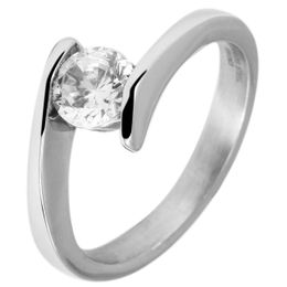 Adelia&acute;s ADELIA ́S Damen Fingerring "Damen Ring aus Edelstahl mit Zirkonia", 60, Edelstahlsilber, Edelstahl, Fingerringe