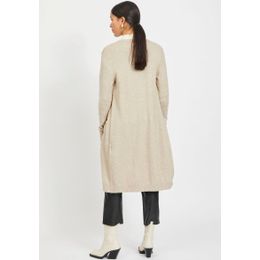 Vila Damen Longstrickjacke "VIRIL LONG L/S KNIT CARDIGAN - NOOS", beige, Gr. L, meliert, Feinstrick, Obermaterial: 50% Viskose, 27% Nylon, 23%