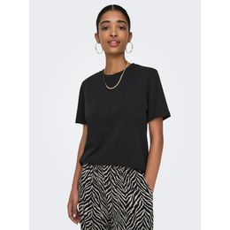 Only Damen T-Shirt "ONLMONJA S/S TEE JRS NOOS", schwarz, Gr. XS, unifarben, Jersey, Obermaterial: 100% Baumwolle, Shirts