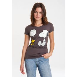 logoshirt Damen T-Shirt "Snoopy - Peanuts", grau, Gr. L, bedruckt, 100% Baumwolle, Shirts, mit niedlichem Frontprint