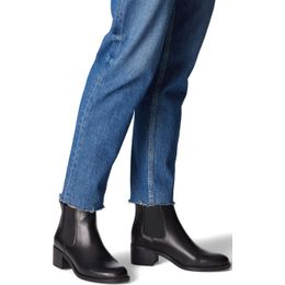 Tamaris Damen Chelseaboots, Gr. 41, schwarz, Elastischer Einsatz, Glattleder, schimmernd, unifarben, Schuhe, Blockabsatz, Stiefelette, Schlupfschuh