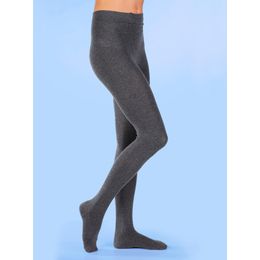 Hudson Damen Strickstrumpfhose, Gr. 1, grau, 90% Baumwolle, 8% Polyamid, 2% Elasthan, Strumpfhosen