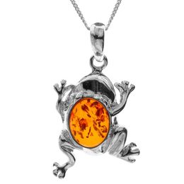 OSTSEE-SCHMUCK Damen Kette mit Anh&auml;nger "- Frosch - Silber 925/000 - Bernstein", 60, Silber 925 (Sterlingsilber), silber, Silber 925