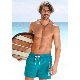 s.Oliver Herren Badeshorts, blau, Gr. S, unifarben, Microfaser, Polyester, Badehosen, mit seitlichem Logodruck
