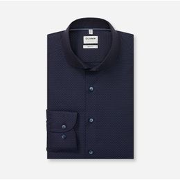 OLYMP Herren Langarmhemd "Level 5", blau, Gr. 46, Web, Obermaterial: 100% Baumwolle, Hemden, Businesshemd, body fit, mit feiner Struktur,