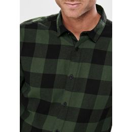 Only & Sons ONLY & SONS Herren Karohemd "GUDMUND LS CHECKED SHIRT", gr&uuml;n, Gr. XXL, kariert, Web, Obermaterial: 100% Baumwolle, Hemden