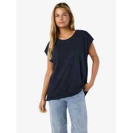 Kurzarmshirt Noisy may "NMMATHILDE S/S LOOSE LONG TOP NOOS", Damen, Gr. XS, navy blazer, Jersey, Obermaterial: 50% Baumwolle, 50% Polyester, unifarben, relaxed fit normal, Rundhals, Shirts, Baumwollmischung, relaxed fit