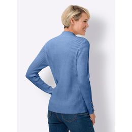 Classic Basics Damen Stehkragenpullover "Stehkragen-Pullover", blau, Gr. 48, unifarben, 100% Polyacryl, Pullover