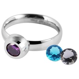 Adelia&acute;s ADELIA ́S Damen Fingerring "Damen Ring aus Edelstahl mit Zirkonia", 54, Edelstahl, lila, Edelstahl, Fingerringe