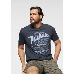 MAN'S WORLD MAN'S WORLD Herren T-Shirt, blau, Gr. S, bedruckt, Single Jersey, Obermaterial: 100% Baumwolle, Shirts, Kurzarm, mit stylischem Print,