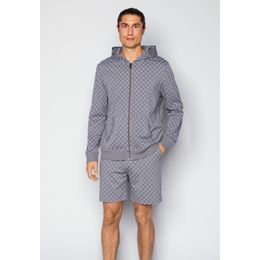 JOOP! JOOP Herren Sweatjacke, Gr. S, grau, Jersey, Obermaterial: 100% Baumwolle, Sweatjacken, mit Cornflower-Print allover und Kapuze