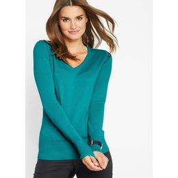 bonprix Damen Strickpullover "Feinstrickpullover"meeresgr&uuml;n, Gr. 40, Strick, Obermaterial: 70% Baumwolle, 30% Polyamid, Pullover, aus