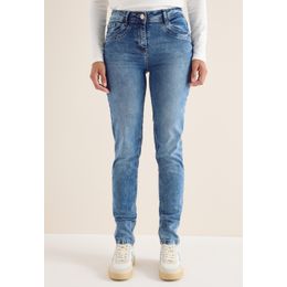 Cecil Damen Slim-fit-Jeanslight blau washed, Gr. 36, unifarben, Jeans, 98% Baumwolle, 2% Elasthan, Jeans, High Waist