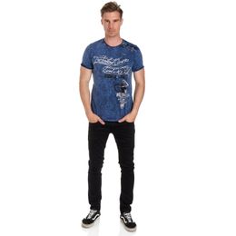 Rusty Neal Herren T-Shirt, blau, Gr. M, bedruckt, 100% Baumwolle, Shirts, in tollem Vintage-Look
