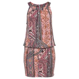 Buffalo Damen Druckkleid "mit schmalem Rockteil im Alloverdruck", rosa, Gr. 36, bedruckt, Jersey, Obermaterial: 95% Viskose, 5% Elasthan, Kleider,