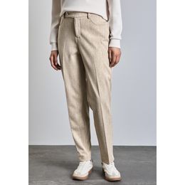 Street One Damen Chinohose, beige, Gr. 42, unifarben, Stoff, 73% Polyester, 22% Viskose, 5% Elasthan, Hosen, High Waist