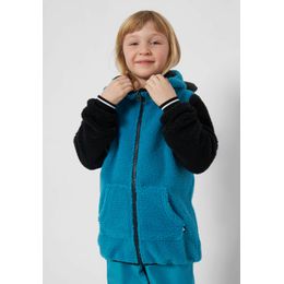 WeeDo Jungen Sweatjacke "Monster", blau, Gr. 104, Obermaterial: 100% Polyester; B&uuml;ndchen: 100% Polyester, Sweatjacken, Weicher Teddyfleece, lange