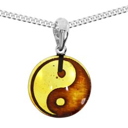 OSTSEE-SCHMUCK Damen Kette mit Anh&auml;nger "- Yin-Yang - Silber 925/000 - Bernstein", 40, Silber 925 (Sterlingsilber), silber, Silber 925