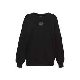 Buffalo Damen Sweatshirt, Gr. 36schwarz, Sweatware, Obermaterial: 60% Baumwolle, 40% Polyester, bedruckt, unifarben, Sweatshirts, Loungeshirt mit