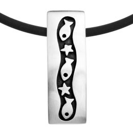 OSTSEE-SCHMUCK Damen Kette mit Anh&auml;nger "- Fisch & Stern - Kautschukreif - Silber 925/000 -", 42, Silber 925 (Sterlingsilber), silber, Silber 925