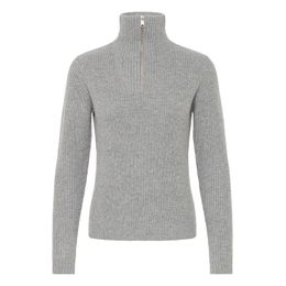 oxmo Damen Troyer "Troyer OXBMMOLARA HALFZIP", grau, Gr. XS, Obermaterial: 93% Polyester PES. 5% Wolle mw. 2% Elasthan EL., Pullover