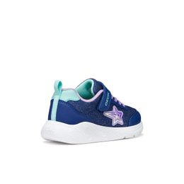 Geox M&auml;dchen Sneaker "J SPRINTYE GIRL", Gr. 33blau, lila, Lederimitat, Textil, Glitzer, Schuhe, Slipper mit sch&ouml;nen Glitzerdetails, Gr&ouml;&szlig;enschablone