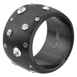 Adelia&acute;s ADELIA ́S Damen Fingerring "Damen Ring aus Edelstahl", 62, Edelstahl, schwarz, Edelstahl, Fingerringe