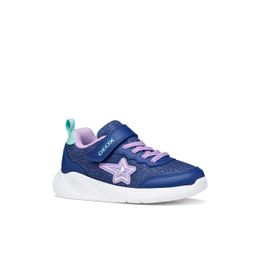 Geox M&auml;dchen Sneaker "J SPRINTYE GIRL", Gr. 24blau, lila, Lederimitat, Textil, Glitzer, Schuhe, Slipper mit sch&ouml;nen Glitzerdetails, Gr&ouml;&szlig;enschablone