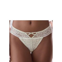 Lascana Damen String, Gr. 44, gr&uuml;n, Spitze, Obermaterial: 90% Polyamid, 10% Elasthan, Unterhosen, mit edlem Cut-Out aus floraler Jacquardspitze