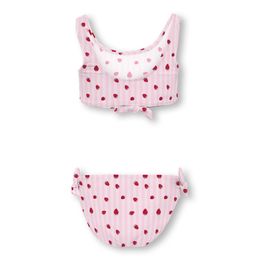 KIDS Only M&auml;dchen Bustier-Bikini "KOGBEACH KNOT BIKINI SET ACC", rosa, Gr. 146, gestreift, Mesh, Polyamid, Bikini-Sets, mit dekorativen Knoten
