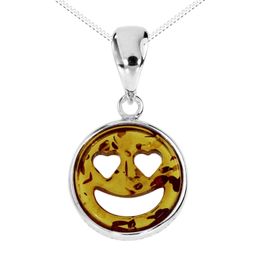 OSTSEE-SCHMUCK Damen Kette mit Anh&auml;nger "- Smiley - Silber 925/000 - Bernstein", 40, Silber 925 (Sterlingsilber), silber, Silber 925