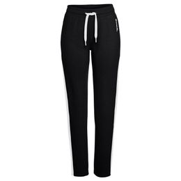 Damen Loungehose, BENCH. LOUNGEWEAR, Gr. 32, schwarz-wei&szlig;, Jersey, Obermaterial: 60% Baumwolle, 40% Polyester, unifarben mit Farbeinsatz, Hosen, mit