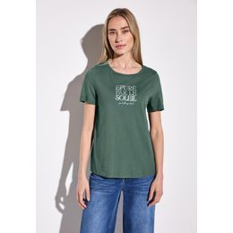 Street One Damen T-Shirt, gr&uuml;n, Gr. 34, bedruckt, Web, 50% Baumwolle, 50% Modal, Shirts, im soften Baumwoll-Mix