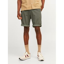 Jack & Jones JACK & JONES Herren Chinoshorts "JPSTBOWIE JJSHORT SA", gr&uuml;n, Gr. XS, unifarben, Web, Obermaterial: 98% Baumwolle, 2% Elasthan, Hosen