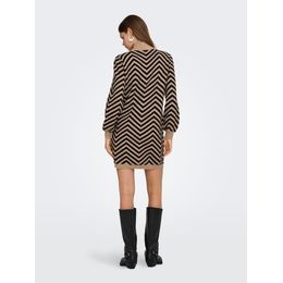 Only Damen Strickkleid "ONLJULIA LS HIGHNECK PATTERN DRESS KNT"toasted coconut pattern:schwarz, Gr. M, gemustert, Strick, Obermaterial: 50% Viskose,