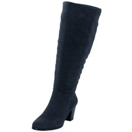 sheego Damen Weitschaftstiefel, Gr. 41, blau, Lederimitat, Polyester, Schuhe