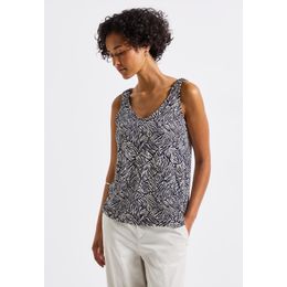 Street One Damen Tr&auml;gertop, blau, Gr. 46, bedruckt, Stoff, 95% Viskose, 5% Elasthan, Tops, mit abgerundetem V-Ausschnitz