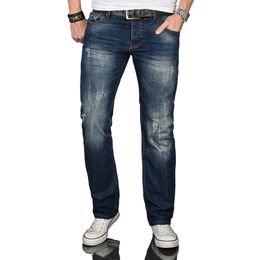 Herren Regular-fit-Jeans "ASJulio", blau, Gr. 42, Alessandro Salvarini, Destroyed-Effekte, leichte Abriebeffekte, Denim/Jeans, Obermaterial: 100%
