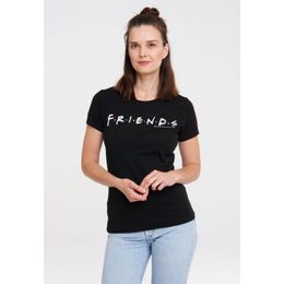 logoshirt Damen T-Shirt "Friends - Logo", schwarz, Gr. L, bedruckt, 100% Baumwolle, Shirts, mit lizenziertem Print