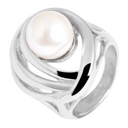 Adelia&acute;s ADELIA ́S Damen Fingerring "Damen Ring aus Edelstahl mit S&uuml;&szlig;wasserperle", 56, Edelstahl, silber, Edelstahl, Fingerringe