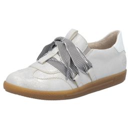 Rieker Damen Slip-On Sneaker, Gr. 42, wei&szlig;, Lederimitat, metallic, Schuhe, Slipper, Halbschuh, Freizeitsneaker mit modischem Schn&uuml;relement