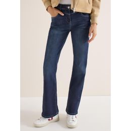 Cecil Damen Bootcut-Jeans "Style Toronto Bootcut"dunkelblau wash, Gr. 26, unifarben, Denim/Jeans, Obermaterial: 67% Baumwolle, 31% Polyester, 2%