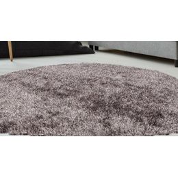 Hochflor-Teppich Bruno Banani, H:40mm &Oslash;:120cm, beige, Kunstfaser, Teppiche, "Alga", Uni-Farben, besonders weich und kuschelig