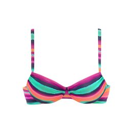 Lascana Damen B&uuml;gel-Bikini-Top "Rainbow", bunt, Gr. 40, gestreift, Polyamid, Bikini-Oberteile, mit seitlicher Regulierung