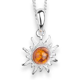 OSTSEE-SCHMUCK Damen Kette mit Anh&auml;nger "- Sonne 14 mm - Silber 925/000 - Bernstein", 42, Silber 925 (Sterlingsilber), silber, Silber 925