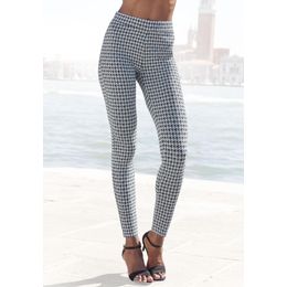 Lascana Damen Leggings, Gr. 36, gr&uuml;n, Obermaterial: 63% Polyester, 31% Viskose, 6% Elasthan, Hahnentrittmuster, Jacquardmuster, Basic, Hosen, mit