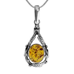 OSTSEE-SCHMUCK Damen Kette mit Anh&auml;nger "- Fischland 34x14 mm - Silber 925/000 - Bernstein", 50, Silber 925 (Sterlingsilber), silber, Silber 925