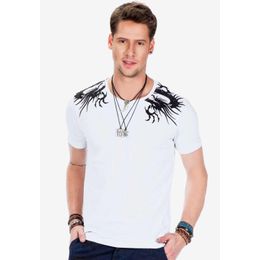 Cipo & Baxx CIPO & BAXX Herren T-Shirt "T-Shirts", wei&szlig;, Gr. M, bedruckt, 95% Baumwolle, 5% Elasthan, Shirts, mit Totenkopf-Print, CT-376