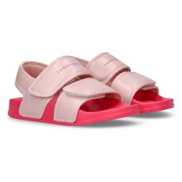 Tommy Hilfiger Kinder Sandale, Gr. 28, rosa, Synthetik, Glitzer, colorblocking, Schuhe, Badeschuh, Pool Slides mit Klettverschl&uuml;ssen